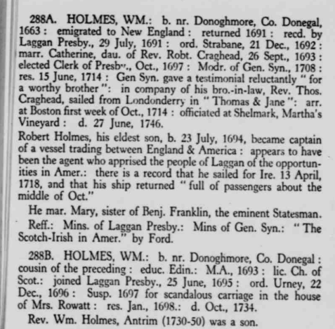 3 Rev. William Holmes – Strabane, Urney and Antrim – Holmes Genealogy