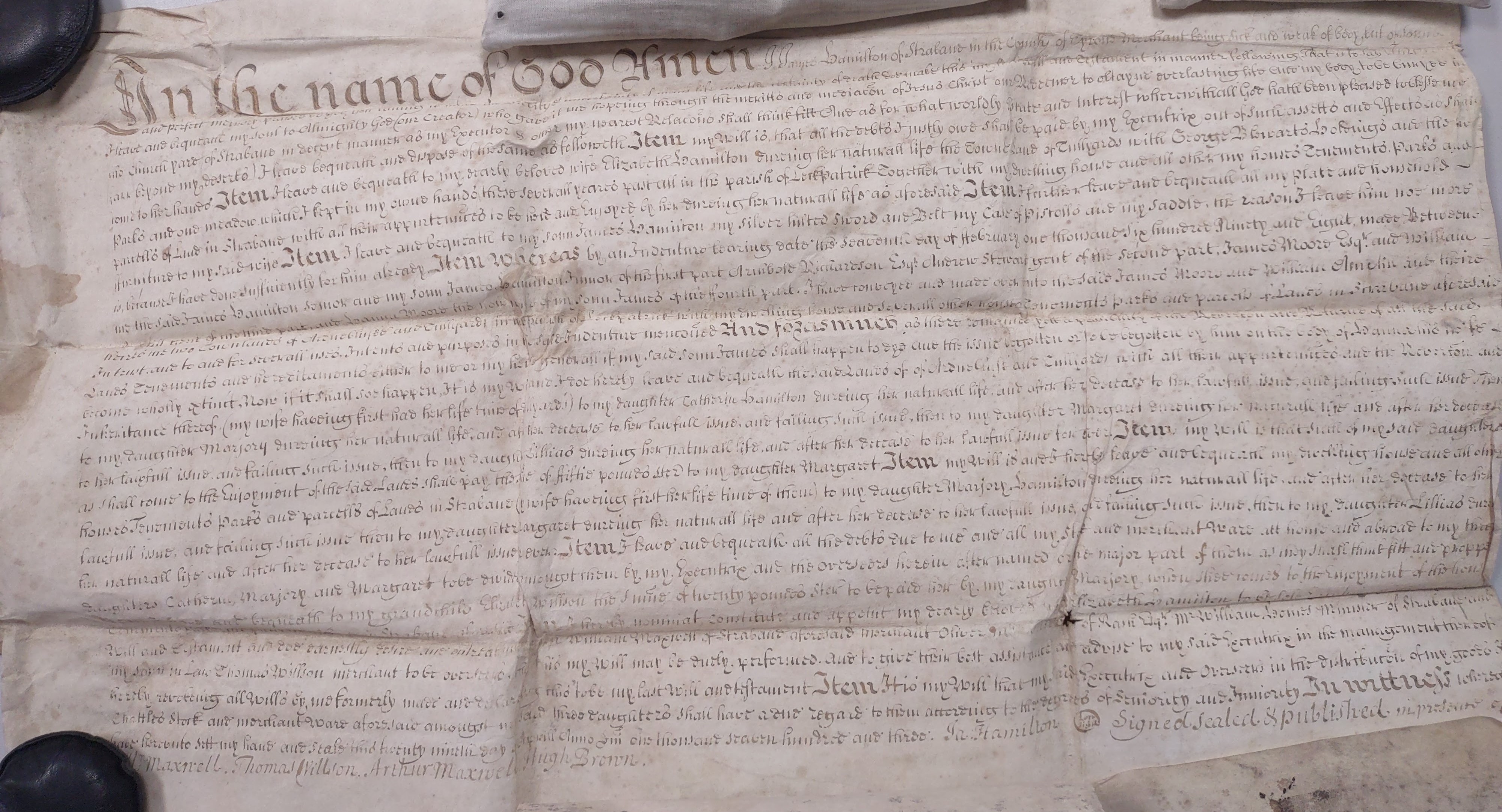 Rev William Homes of Strabane overseer to 1703 will of James Hamilton ...